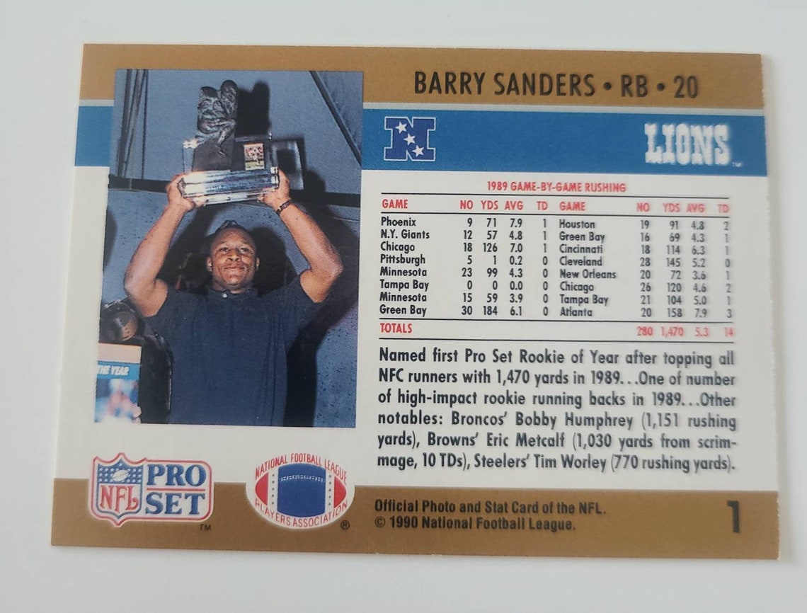 1990 Pro Set Barry Sanders 1 | Etsy