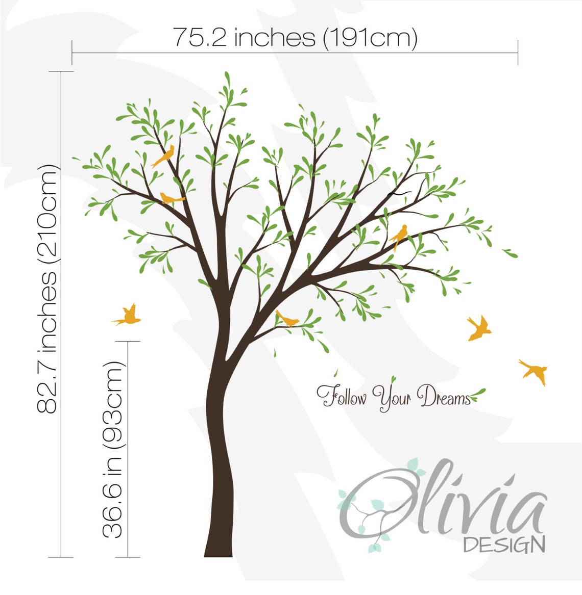 White Tree Decals for Nursery Wall Sticker Home Decor | Etsy