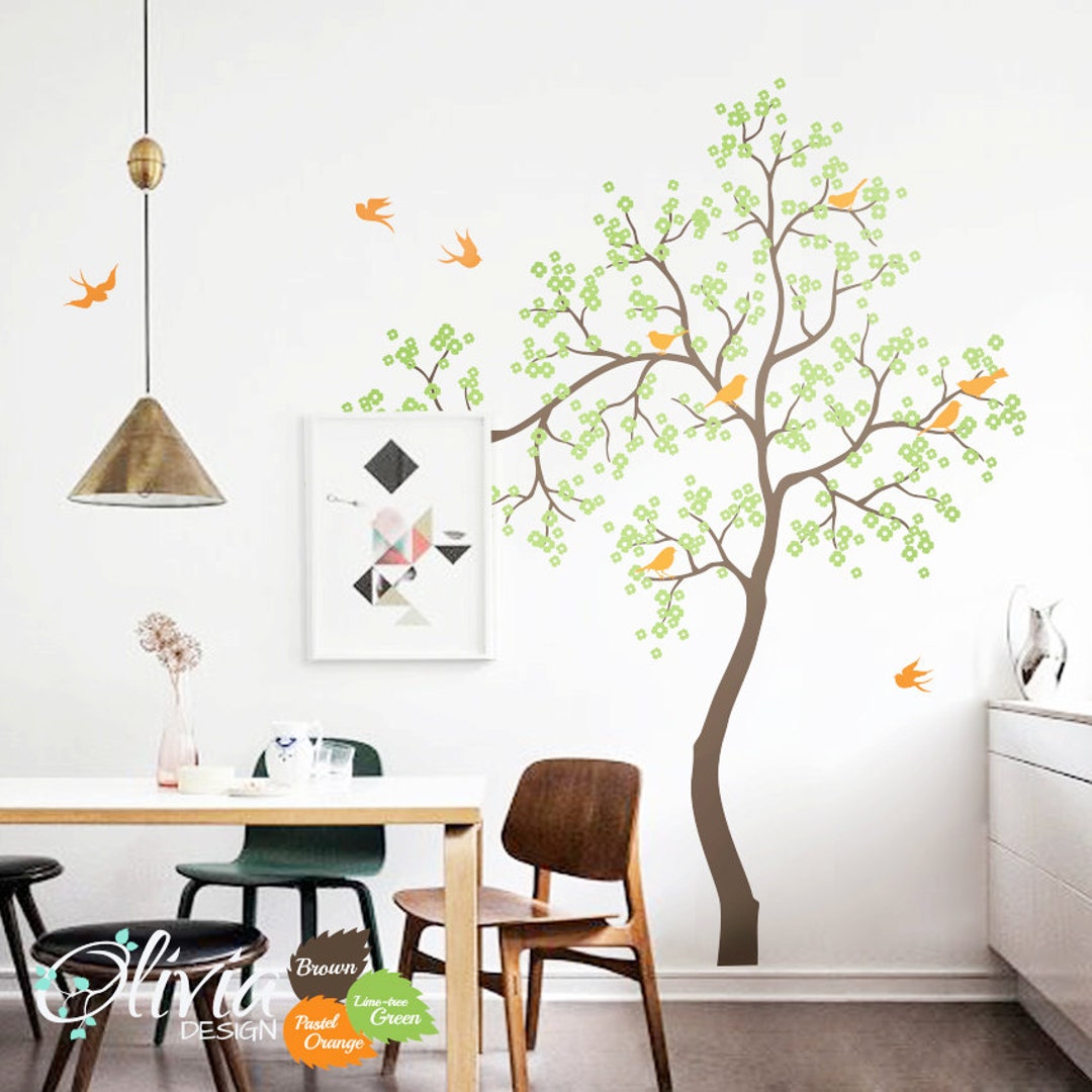 Baby Nursery Blossom Tree Vinyl Wall Decal, Removable Tree Sticker With ...