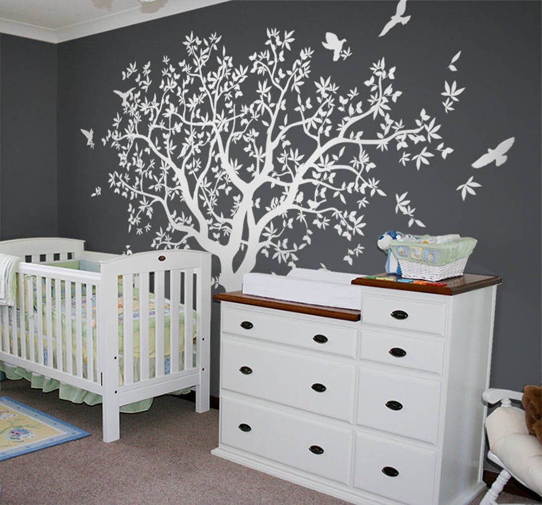 Large Tree Wall Decal White Tree Wall Decal Wall Mural Stickers Wall
