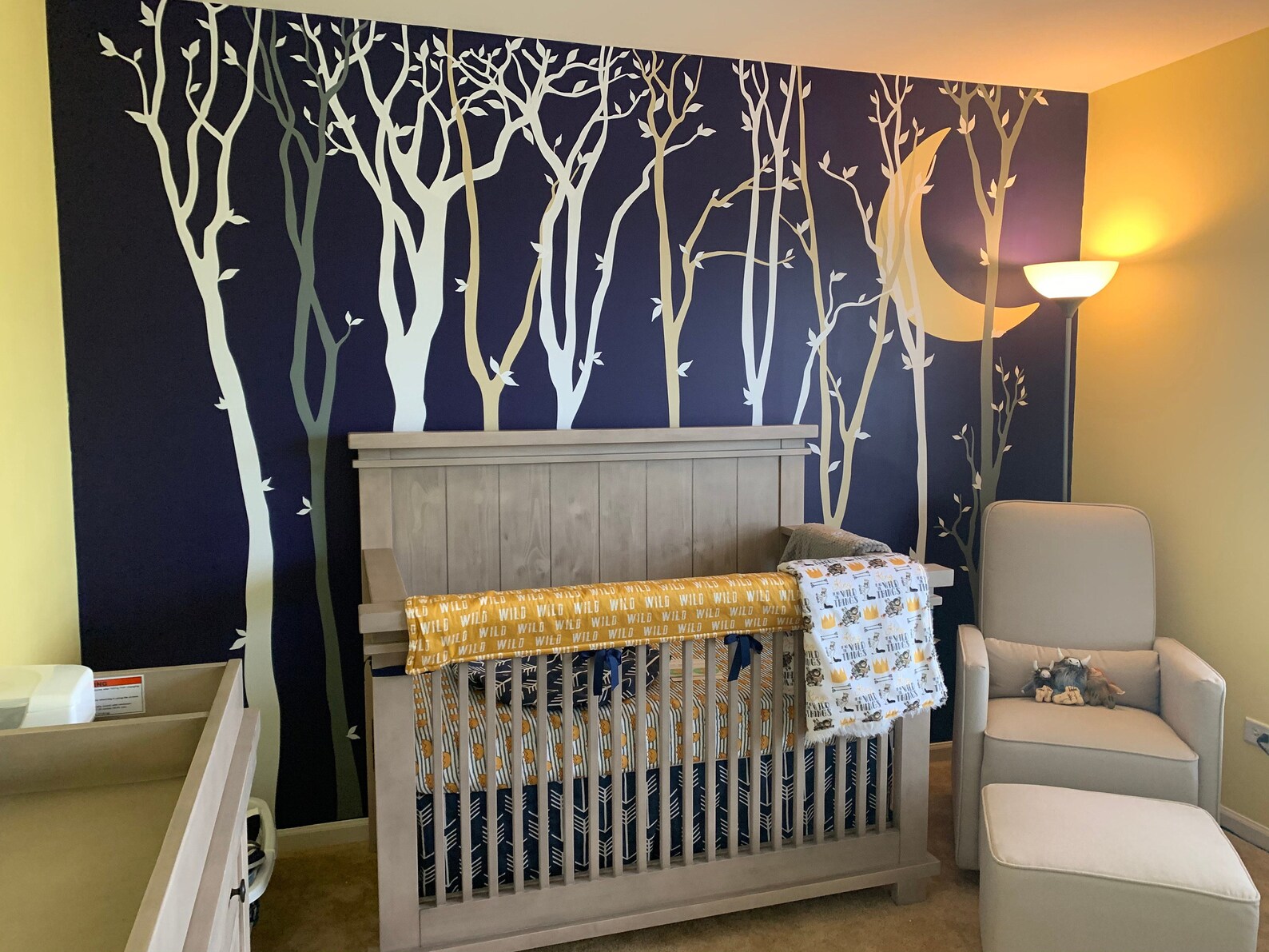 Large Forest Tree Wall Mural With Moon & Stars Wall Decal - Etsy