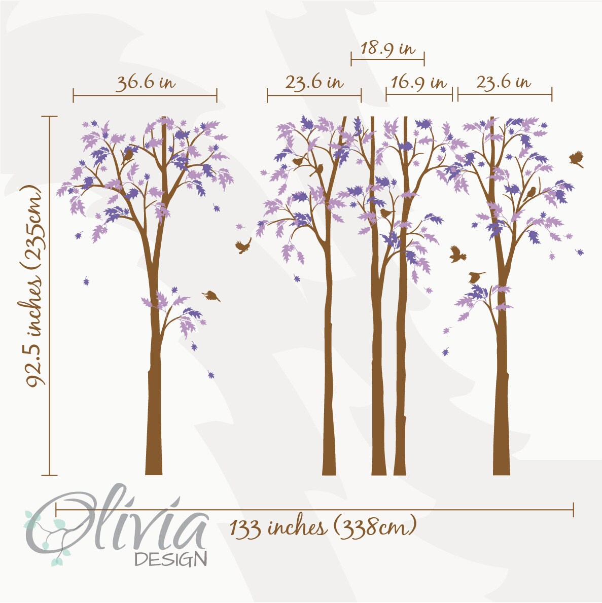 Set of Large Forest Tree Vinyl Wall Decals Stickers NT010 | Etsy