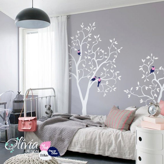 White Large Tree Wall Decals Trees Decal Nursery Tree Wall Etsy
