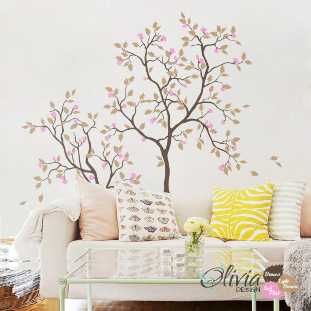 Large Baby Nursery Blossom Tree Vinyl Wall Decal, Flower Tree Sticker ...