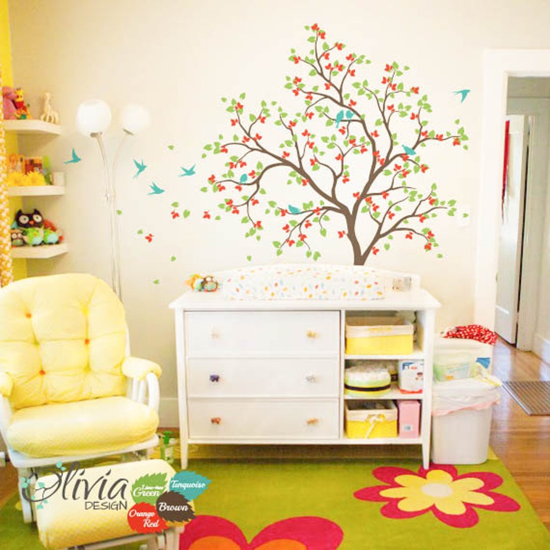 Tree Wall Decal With Bird Stickers for Baby Nursery - NT014 - Etsy