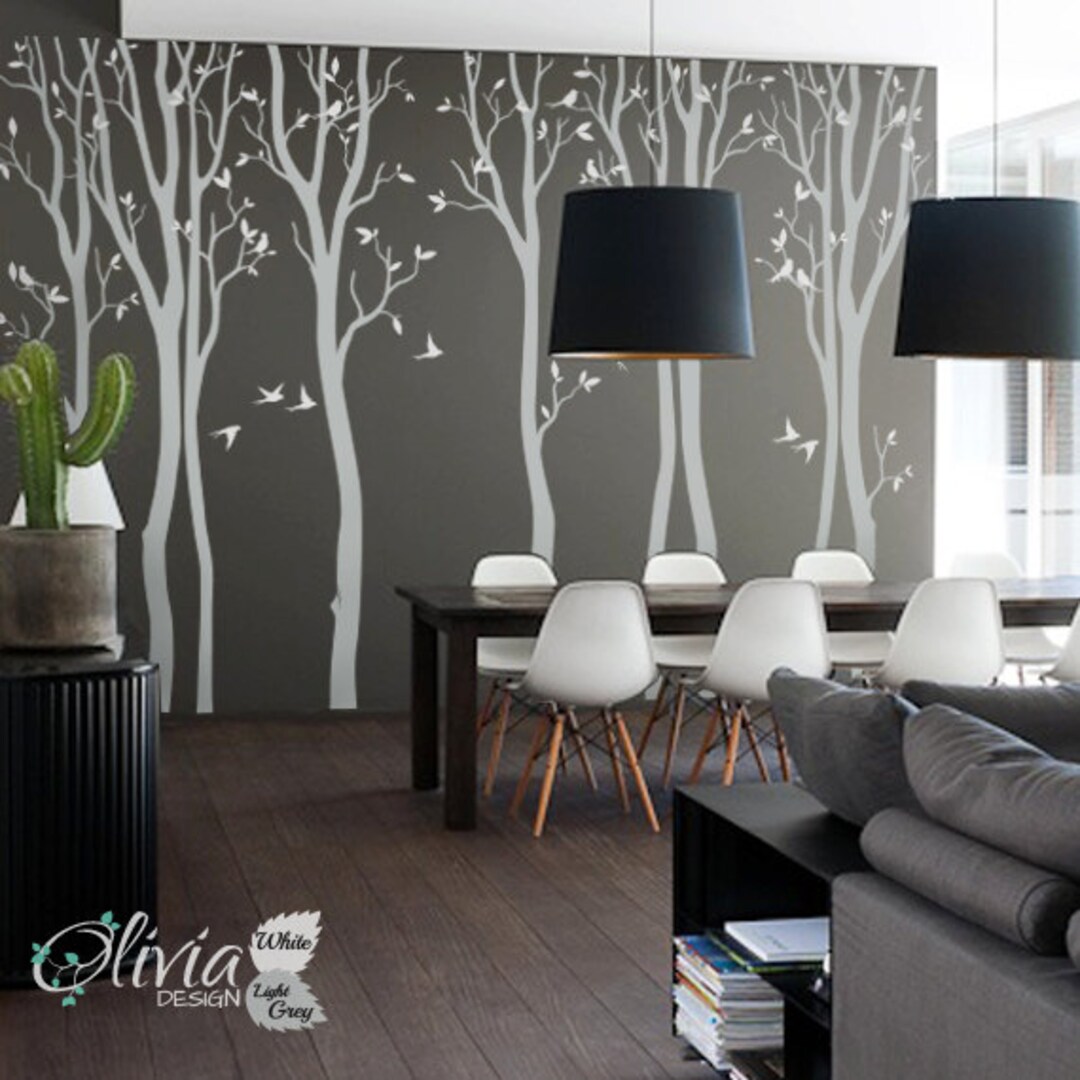 Large Forest Spring Tree Vinyl Wall Decals With Swallow Stickers -NT020 ...