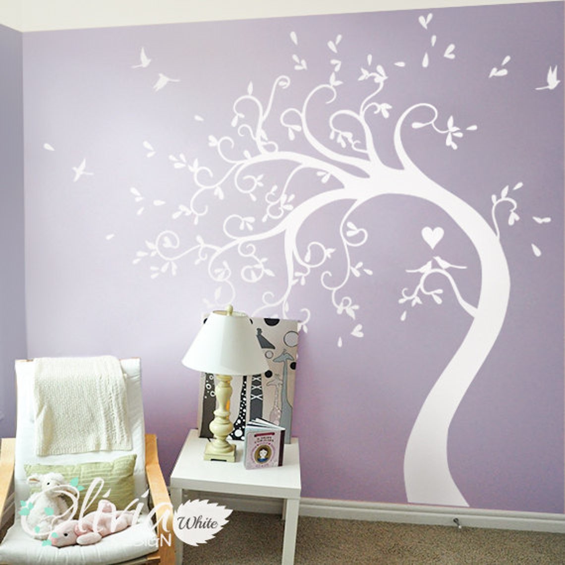 White Wall Tree Decals Tree Wall Large White Decals for - Etsy