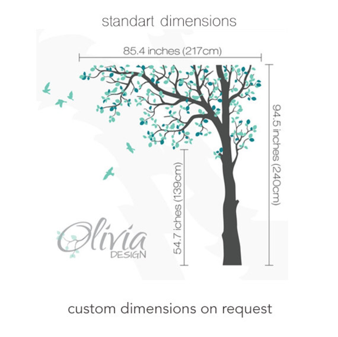 White Tree Wall Decal White Tree Decal for Nursery Nature Tree | Etsy