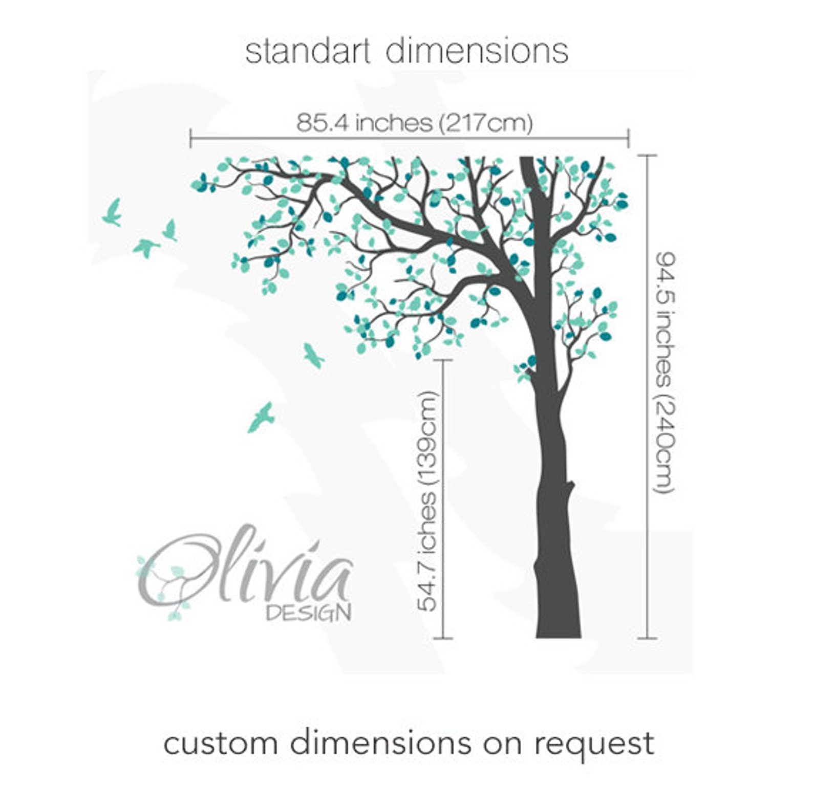 White Tree Wall Decal White Tree Decal for Nursery Nature Tree | Etsy