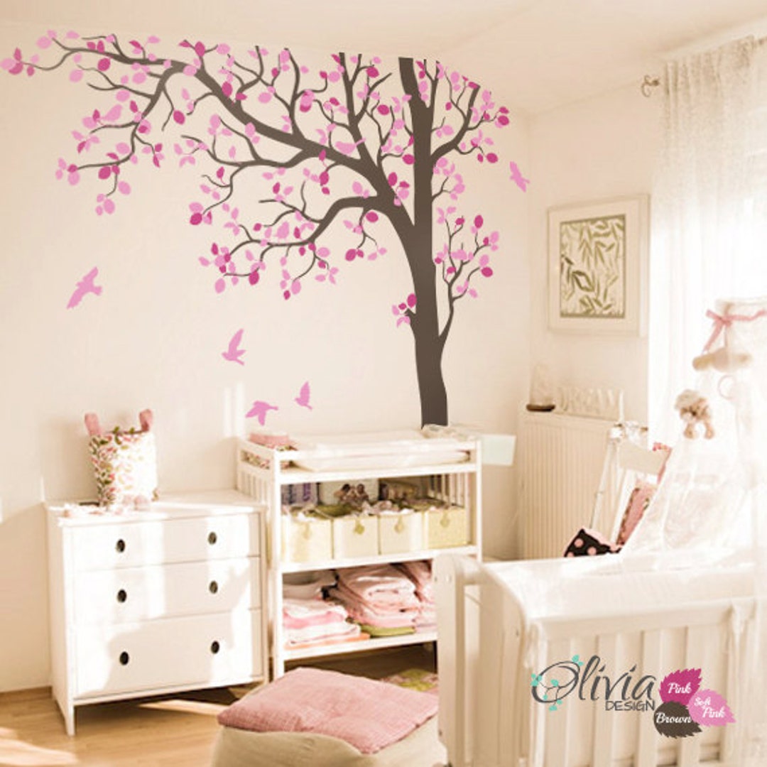 Large Baby Nursery Tree Vinyl Wall Decal, Home Decor Tree Sticker With ...