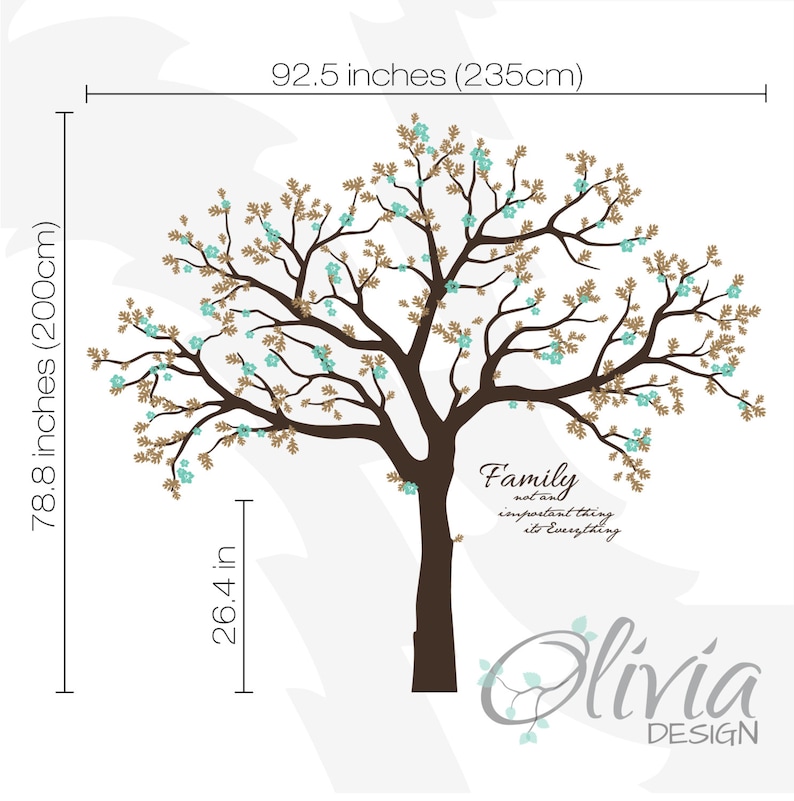 Large Family Tree Blossom Vinyl Wall Decal With Quote NT007 | Etsy