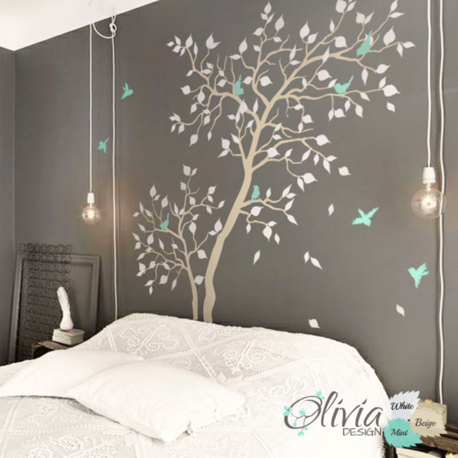 Large Forest Home Decor Tree Vinyl Wall Decal With Birds - Etsy