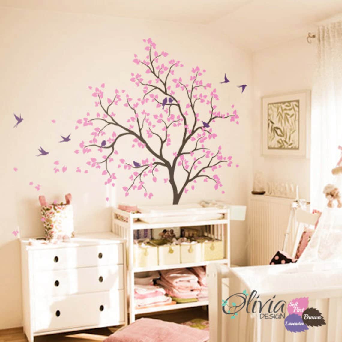 Large White tree decal Huge Tree wall decal Wall Art Tattoo | Etsy