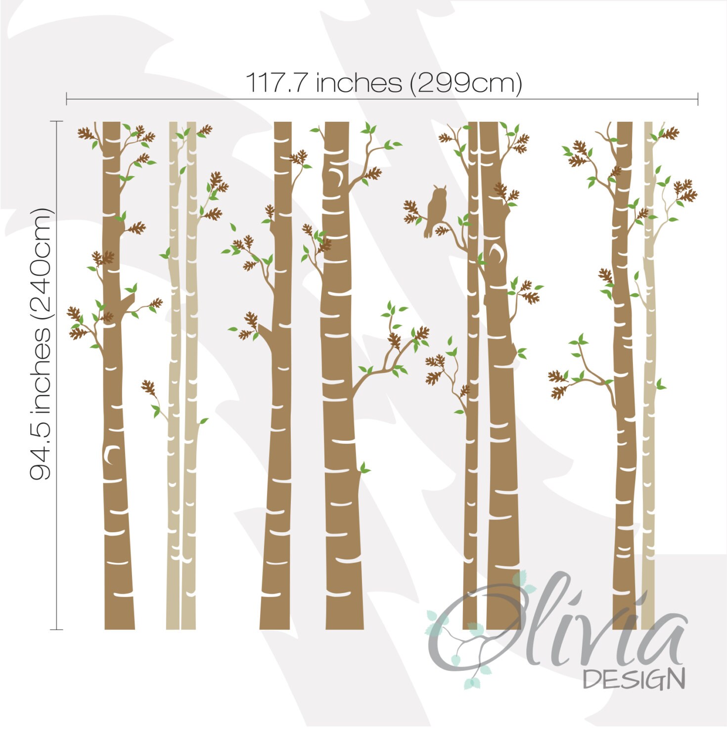 Set of 9 Large White Tree Decal Huge Tree Wall Decal Wall Art | Etsy