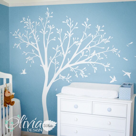 White Tree Decals for Nursery Wall Sticker Home Decor | Etsy