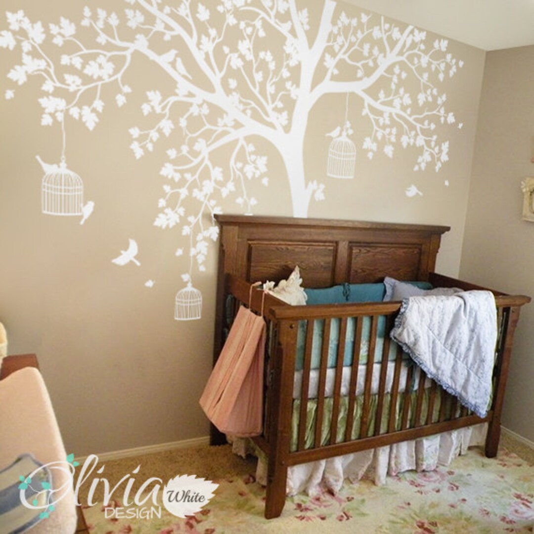 White Tree Decal Huge Tree Wall Decal Wall Art Tattoo Wall Mural ...