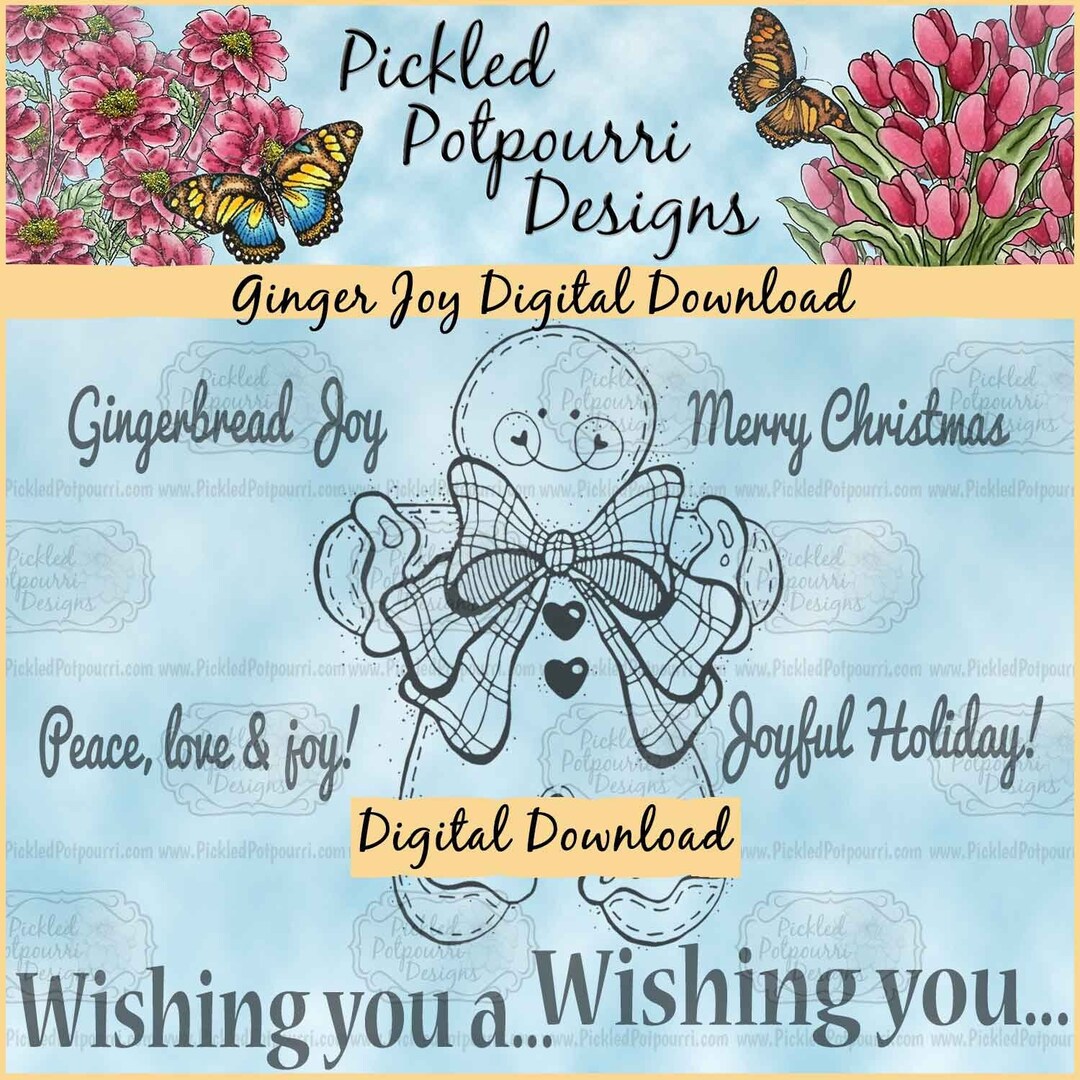 Ginger Joy Gingerbread Man Digital Stamp Download - Etsy