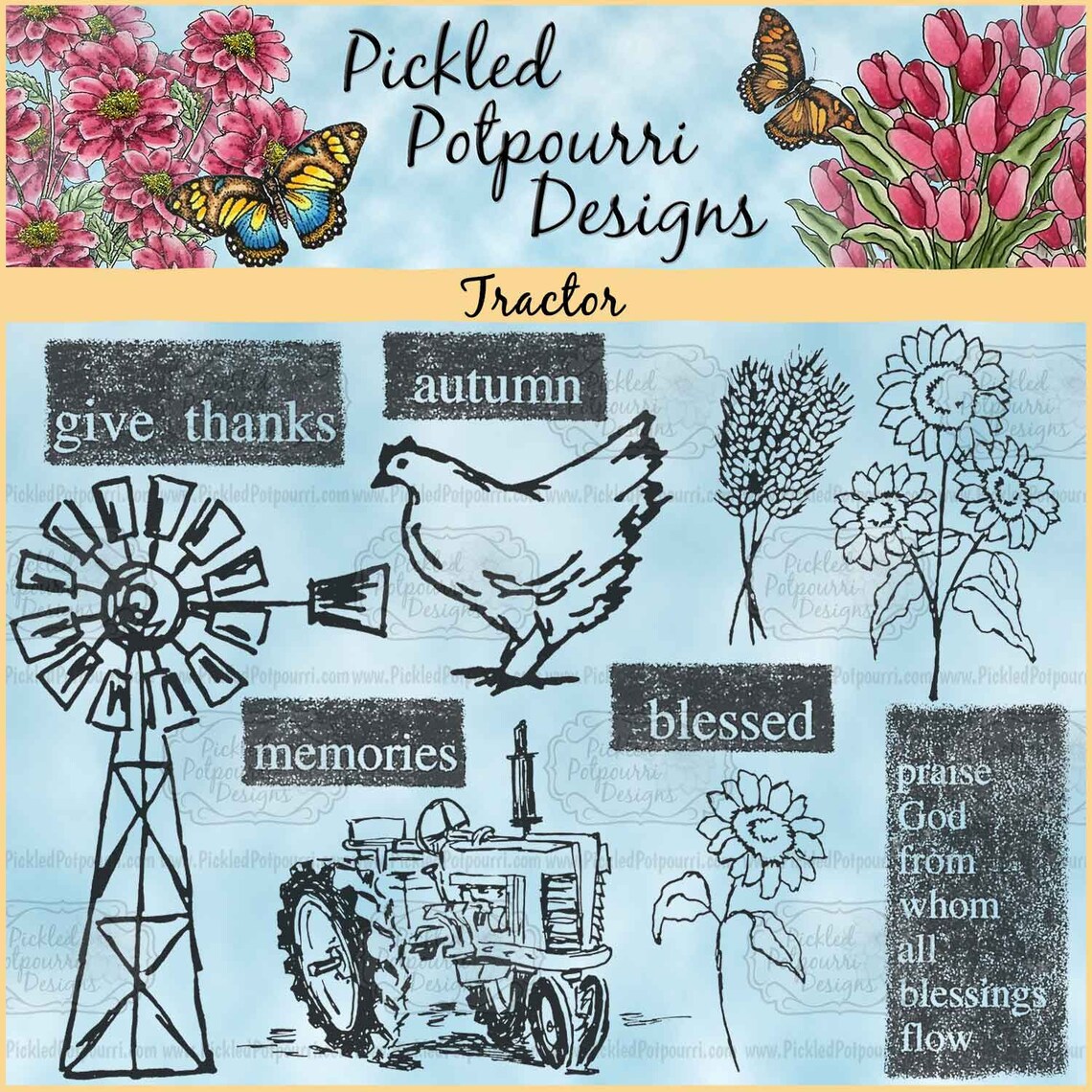 Tractor Digital Stamp Download | Etsy