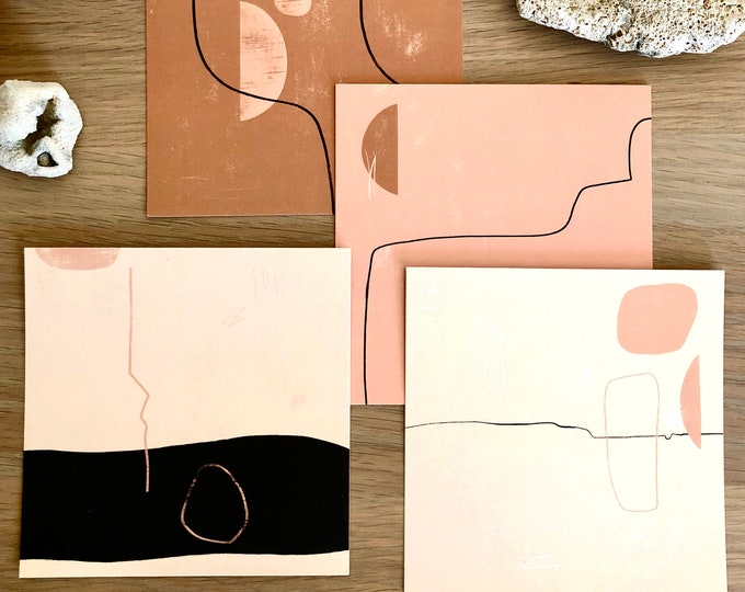 Set of 4 Minimalist Art Note Cards 100% RECYCLED PAPER Blank - Etsy