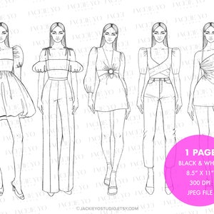 Fashion Illustration Coloring Pages for Teens, Adults, Kids, Coloring ...