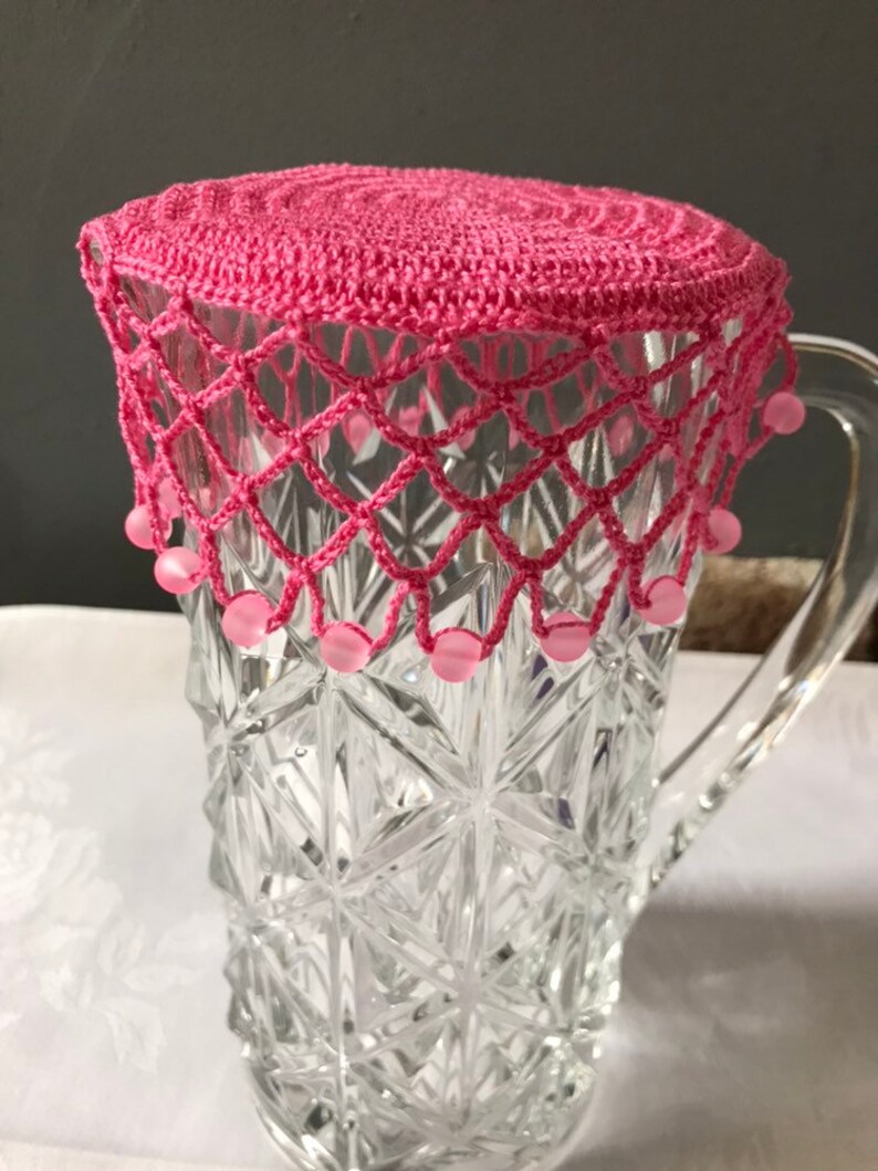 Jug Cover, Vintage Inspired Crochet, Beaded, Colour Rose Pink - Etsy