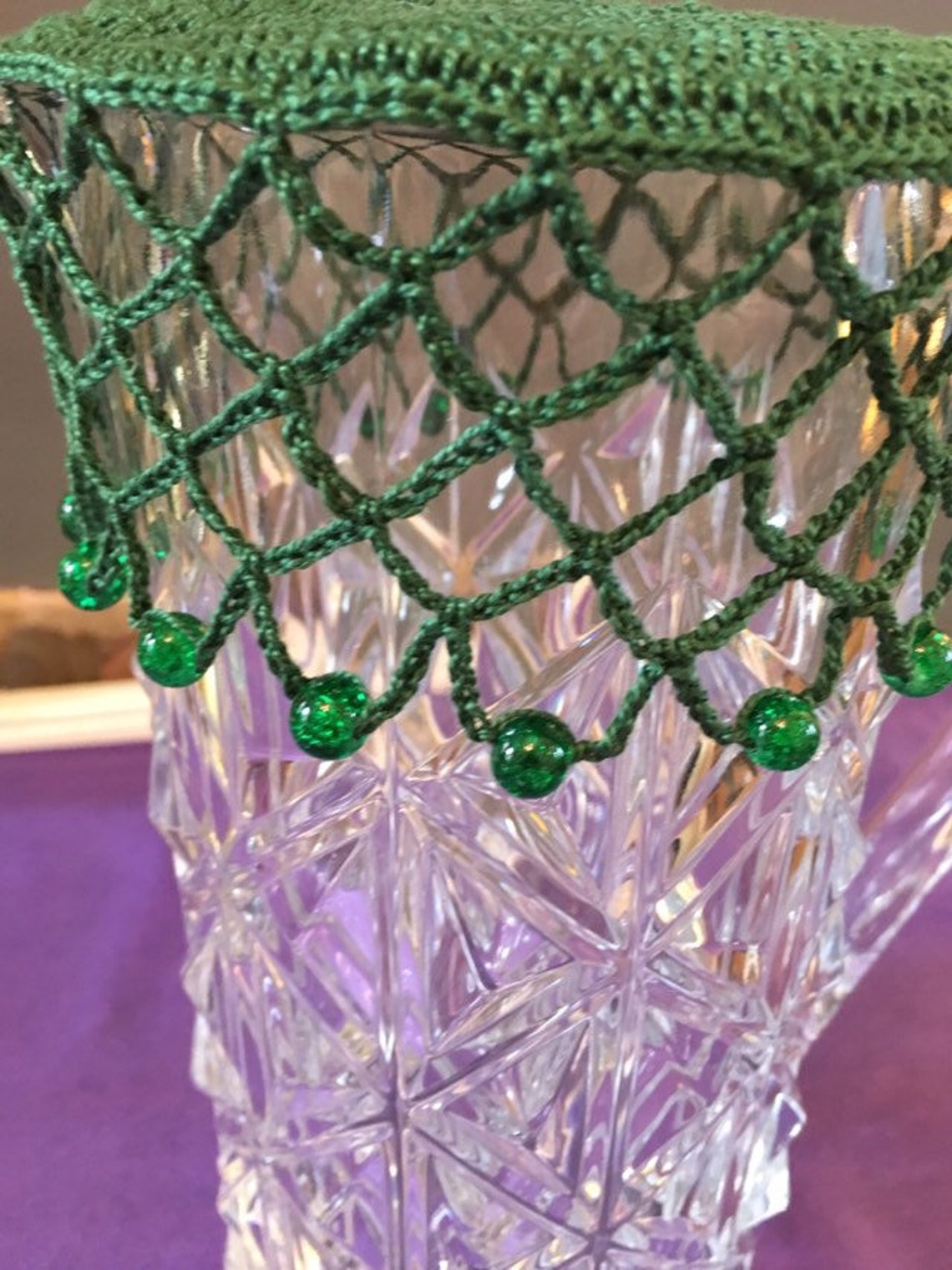 Vintage Inspired Beaded Jug Cover Deep Green | Etsy