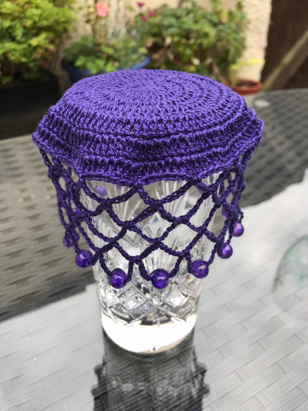Vintage Inspired Beaded Wine Carafe/jug Cover/wine Glass Cover Purple ...