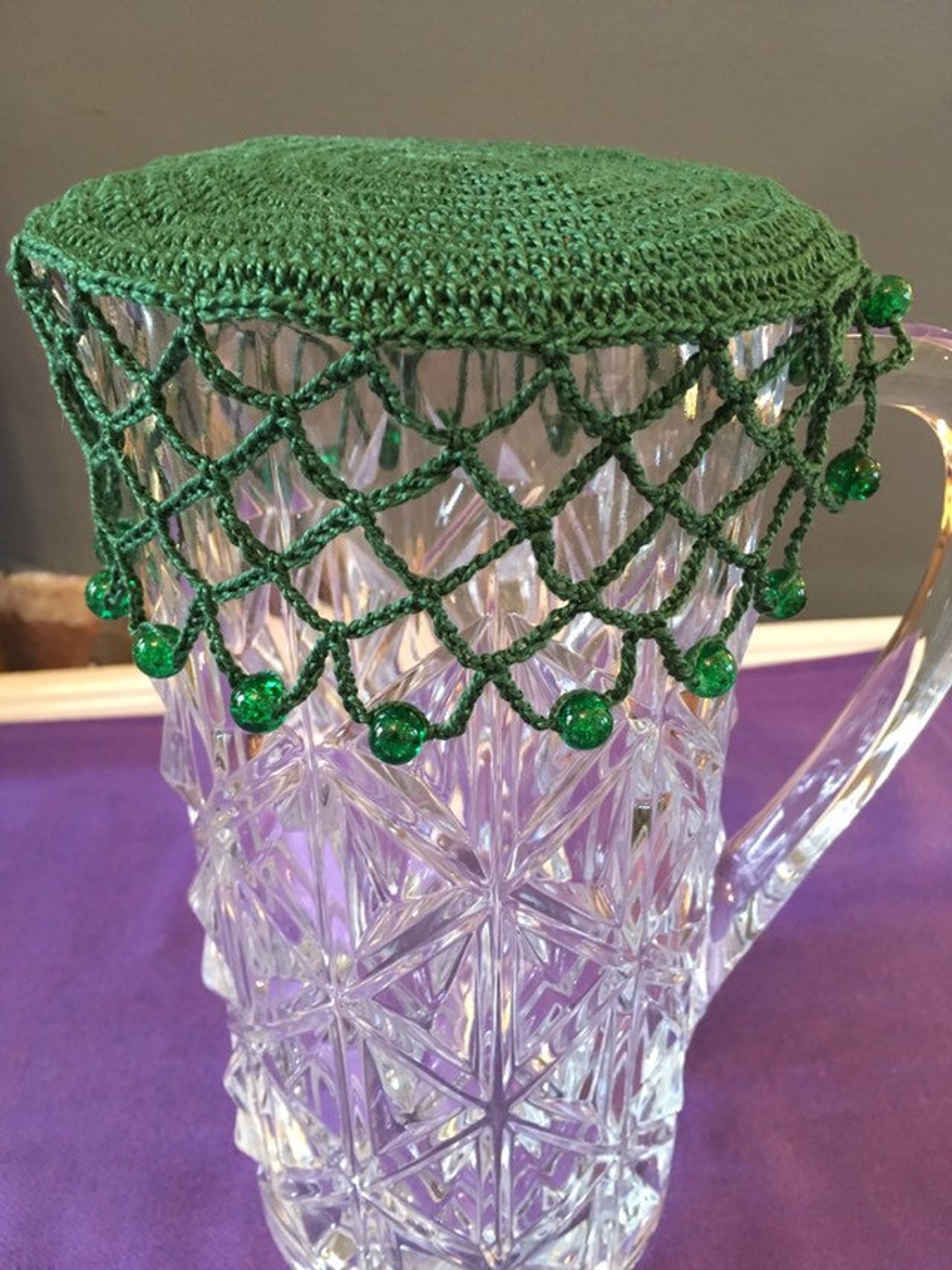 Vintage Inspired Beaded Jug Cover Deep Green | Etsy