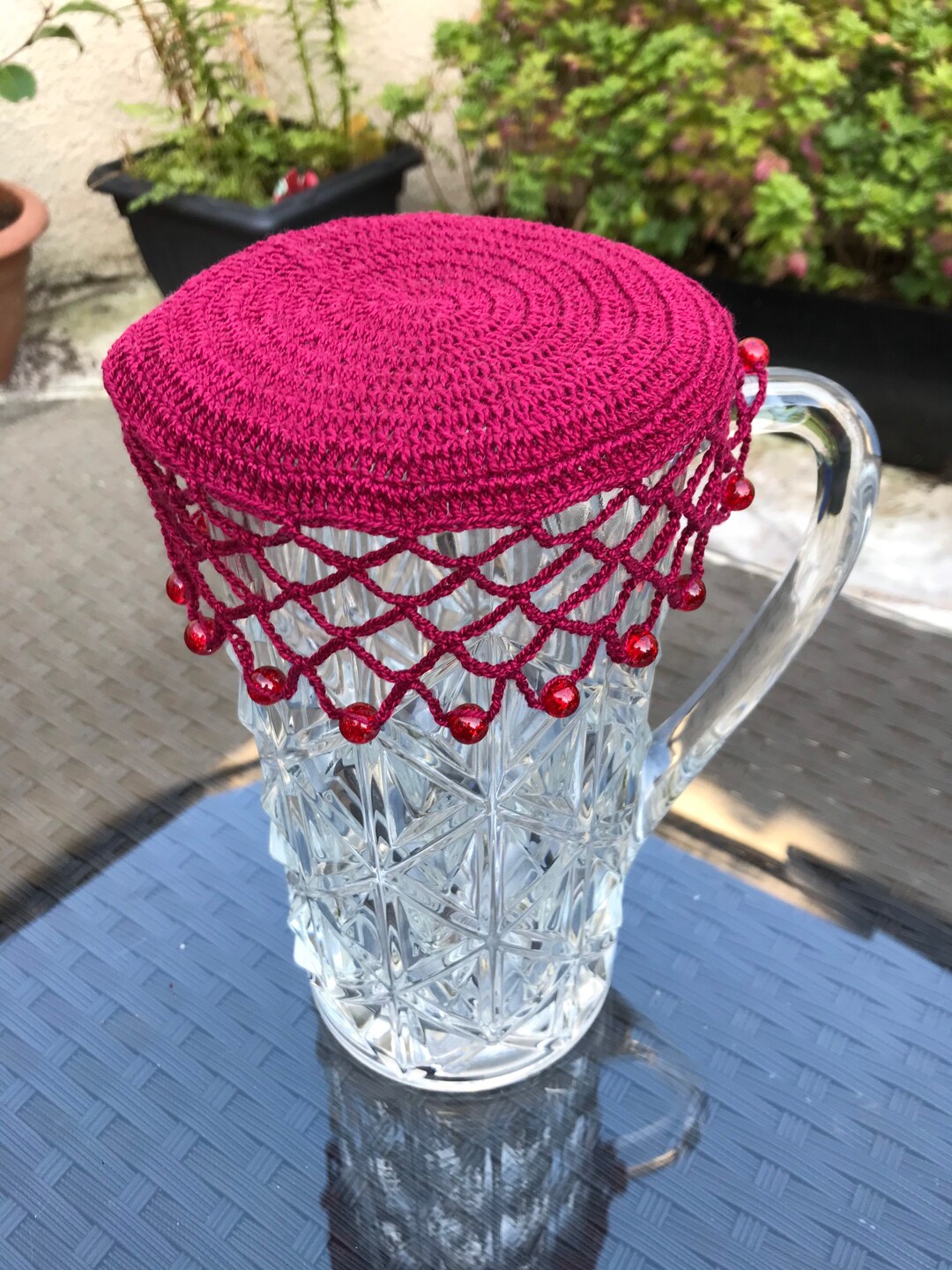 Vintage Inspired Beaded Jug Cover Burgundy - Etsy