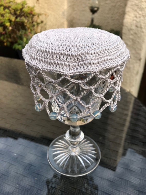 Vintage inspired beaded wine carafe/jug cover/wine glass cover | Etsy