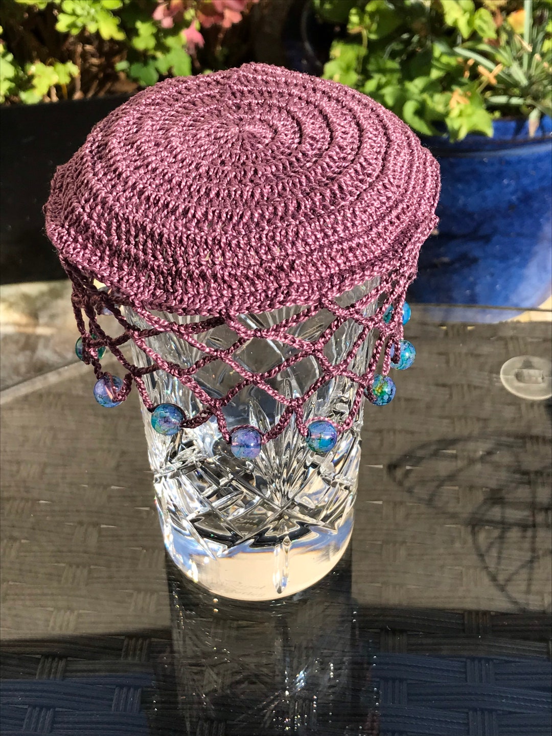 Vintage Inspired Beaded Wine Carafe/jug Cover/wine Glass Cover Comfrey ...