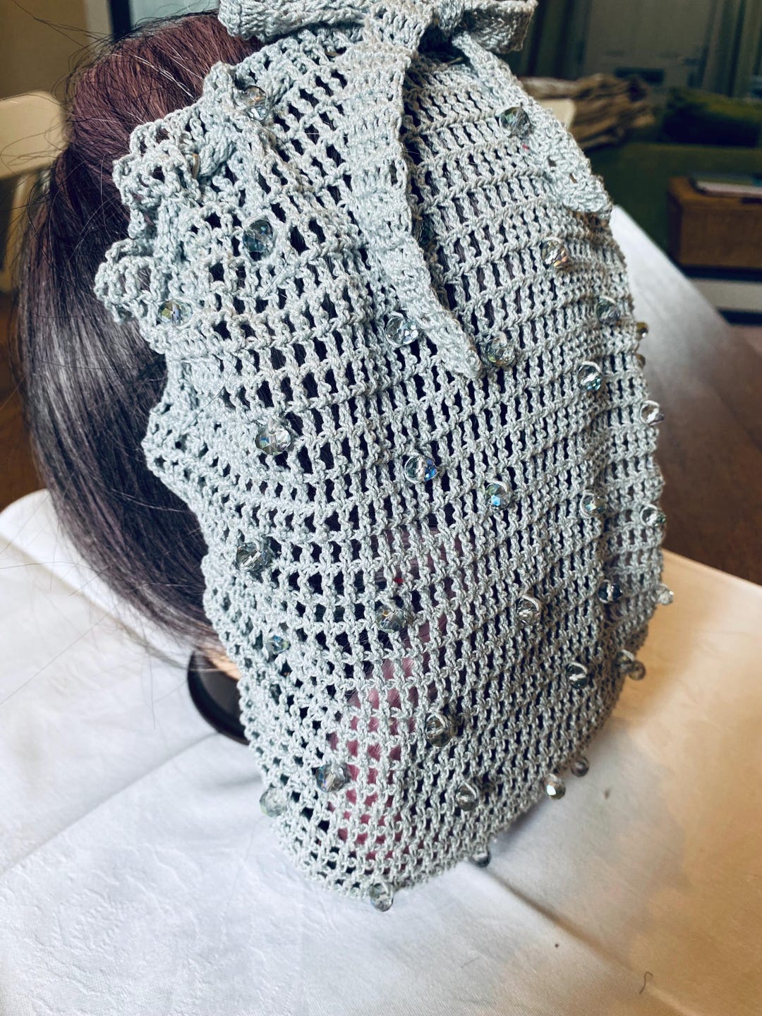 Vintage 1940’s Inspired Beaded Crochet Snood Silver Grey, - Etsy UK
