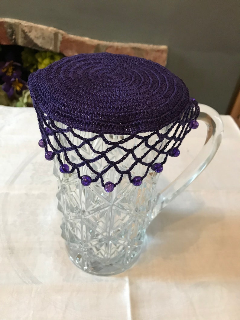 Vintage Inspired Beaded Jug Cover. Colour Purple | Etsy