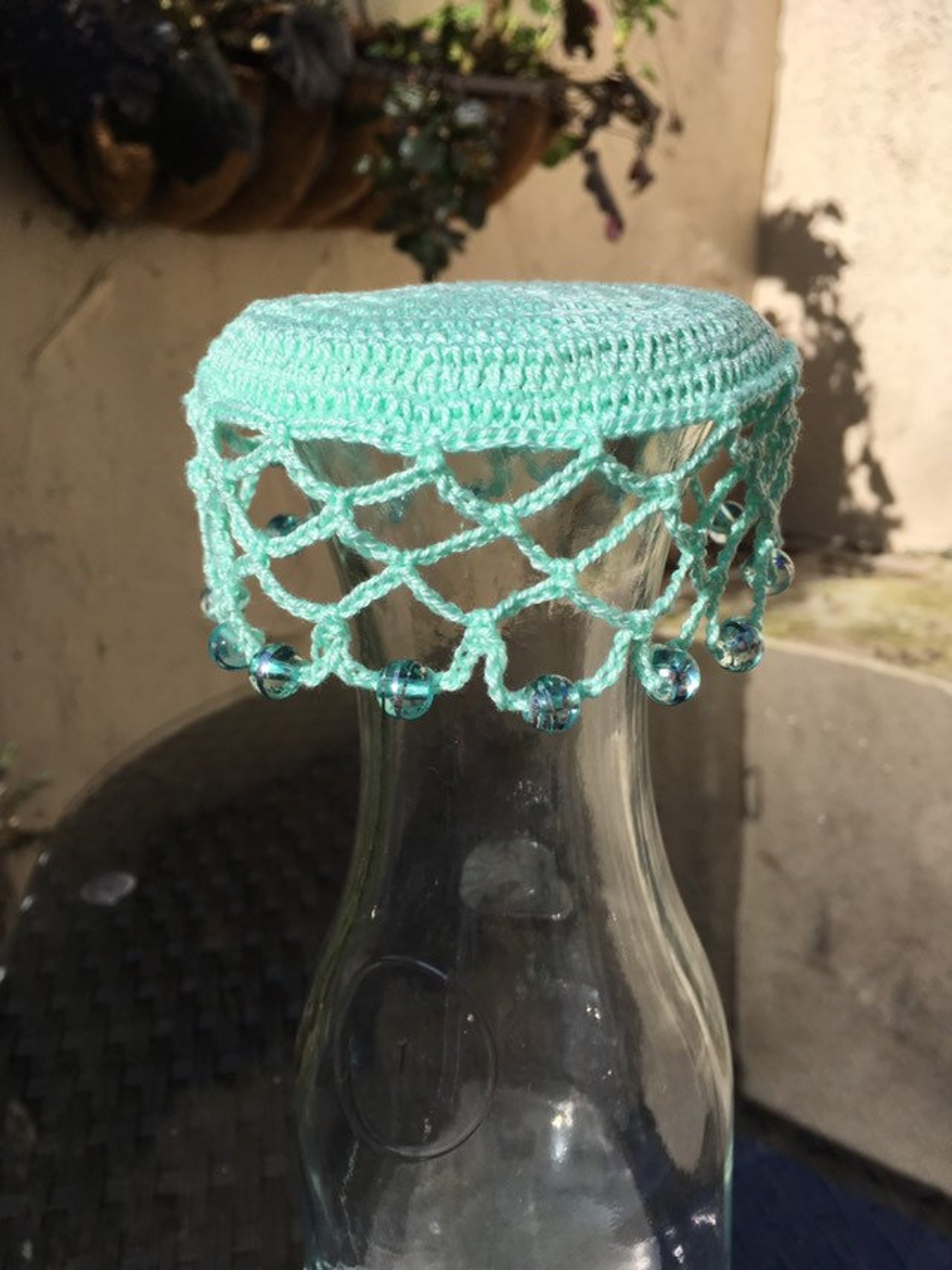 Vintage inspired crochet beaded jug/wine carafe cover colour | Etsy