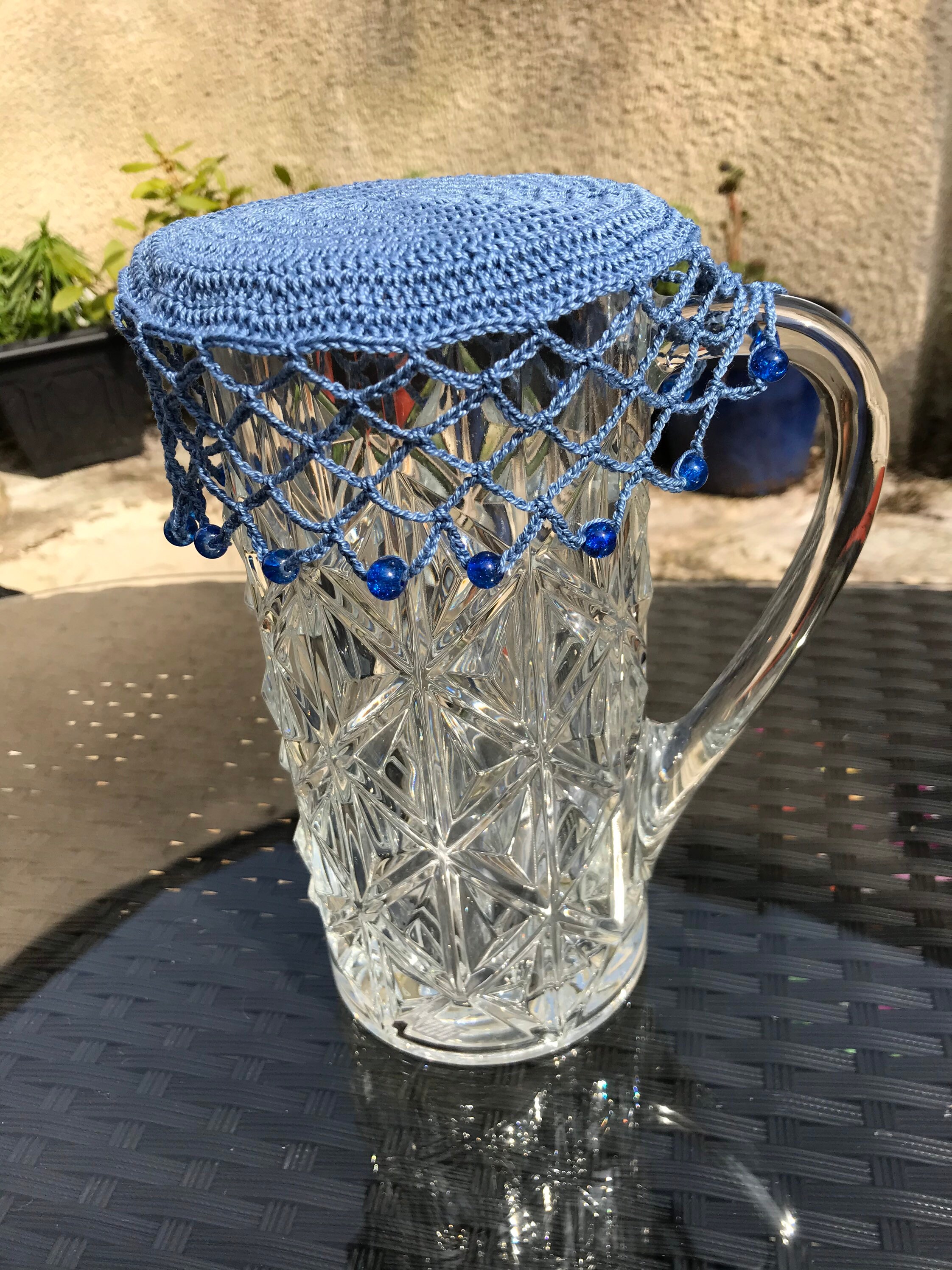 Vintage Inspired Beaded Jug Cover Blue/grey (denim) - Etsy