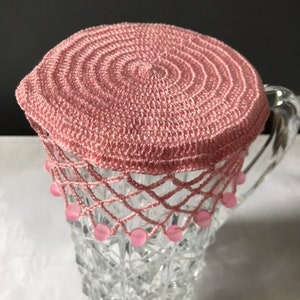 Vintage Inspired Crochet Beaded Jug Cover, Colour Pale Rose - Etsy