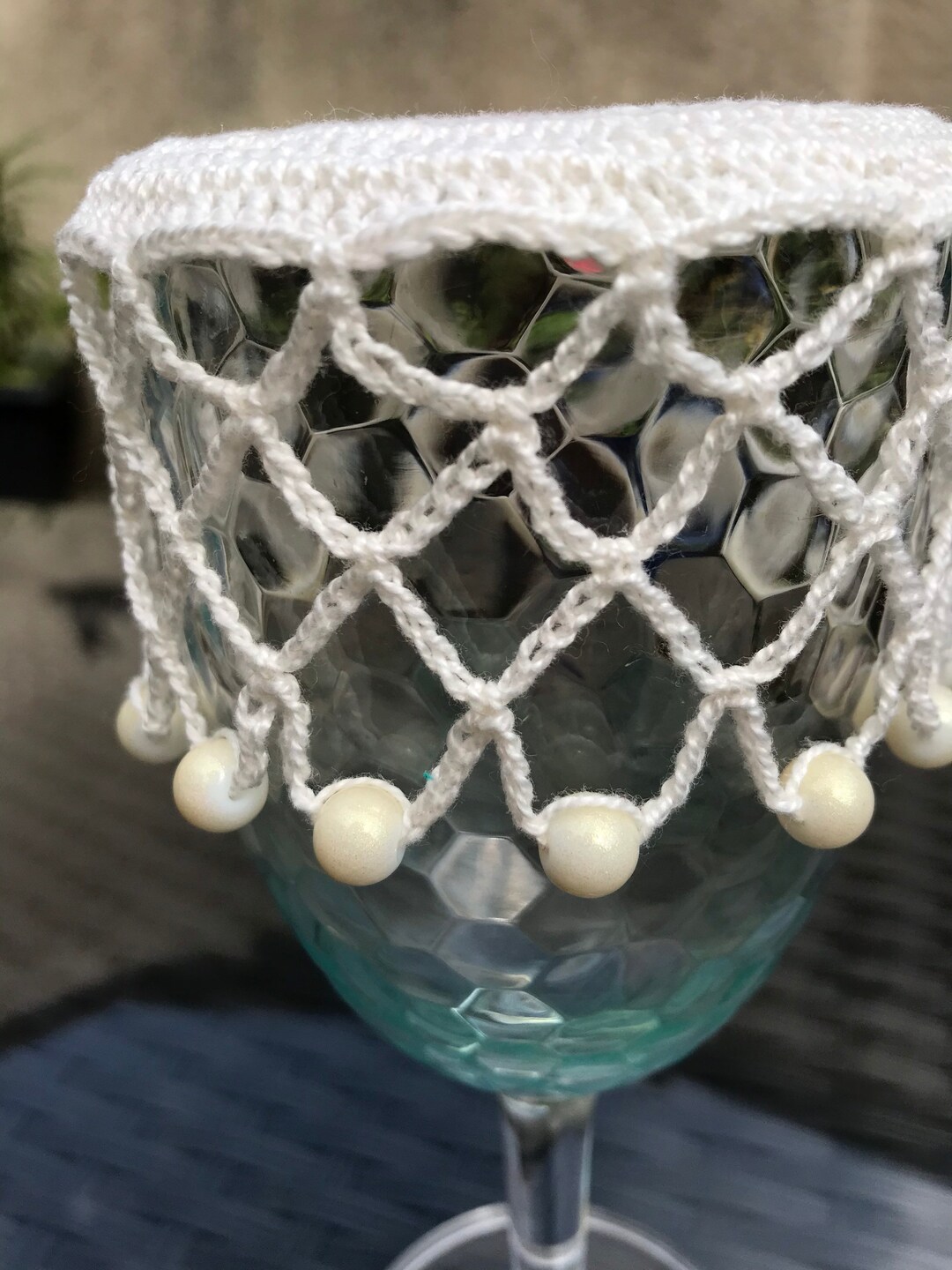 Vintage Inspired Beaded Wine Carafe/jug Cover/wine Glass Cover Ivory - Etsy