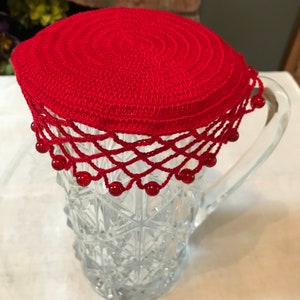 Vintage Inspired Crochet Beaded Jug Cover, Colour Bright Red - Etsy
