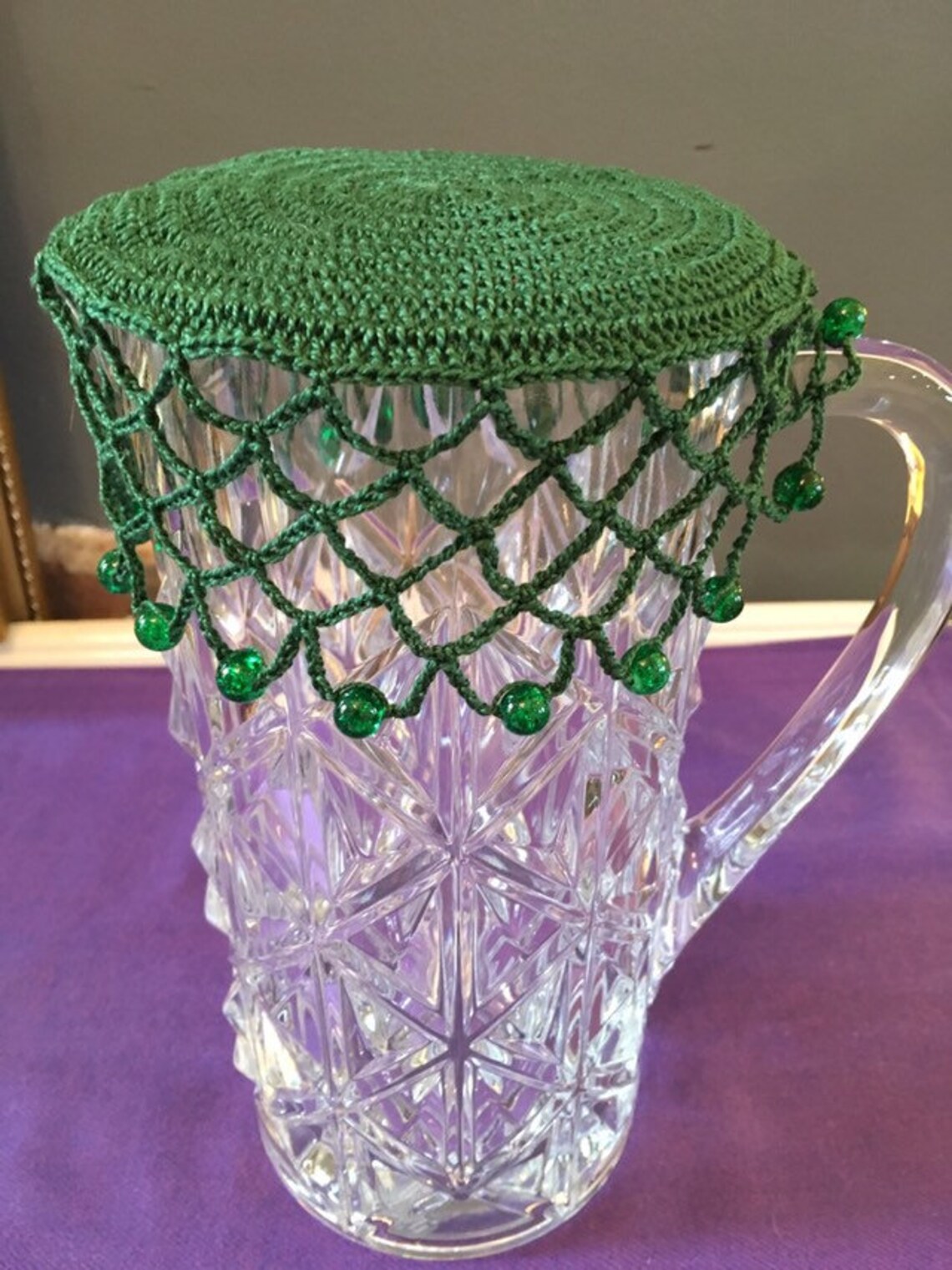 Vintage Inspired Beaded Jug Cover Deep Green | Etsy