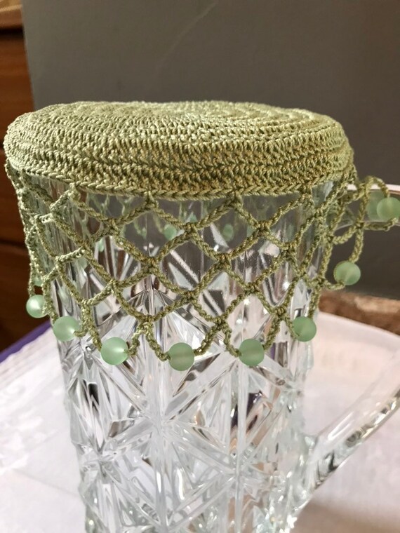 Vintage Inspired Crochet Beaded Jug Cover Colour Pale Green | Etsy