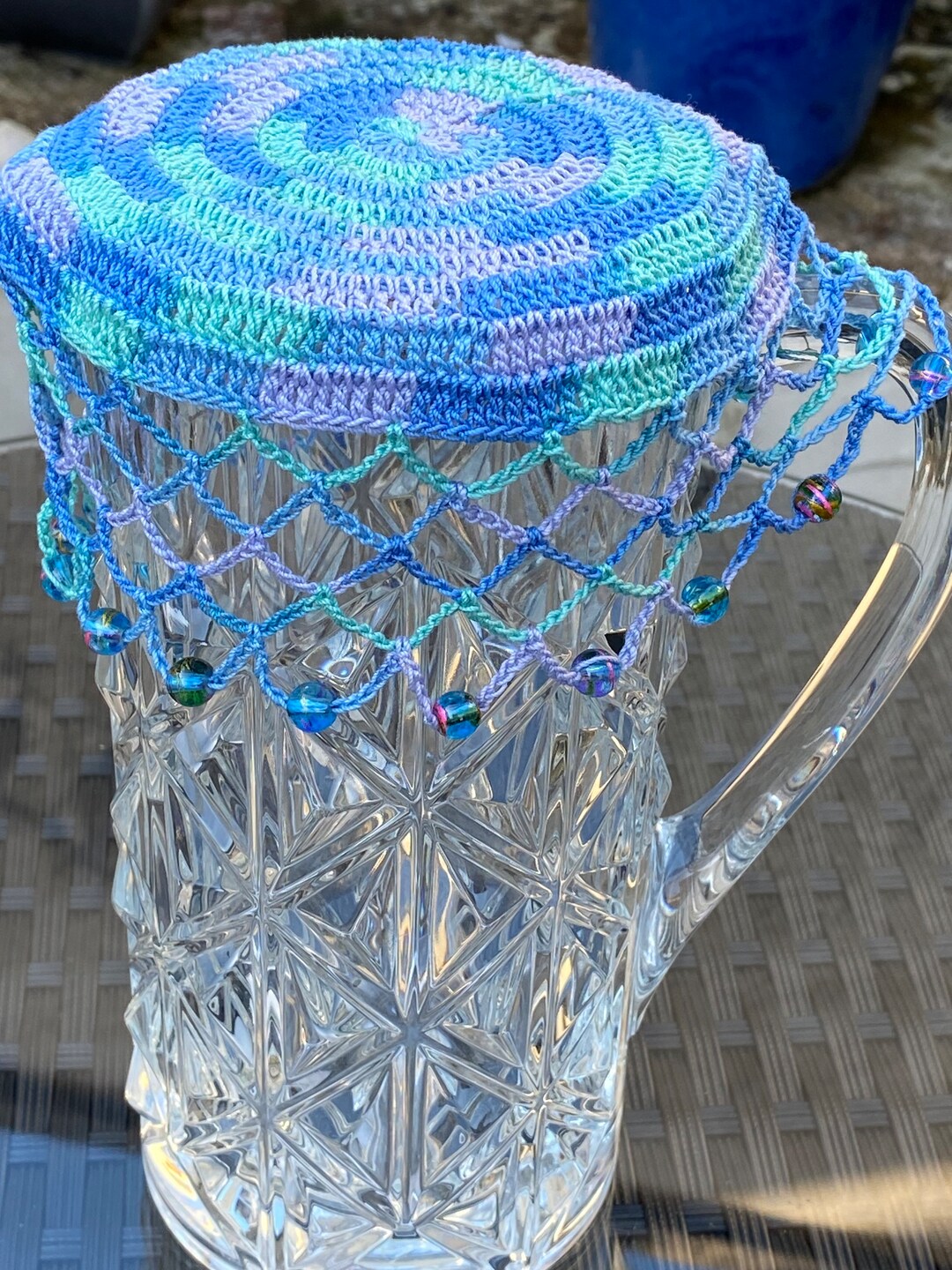 Shades of Monet Vintage Inspired Crochet Beaded Jug Cover - Etsy