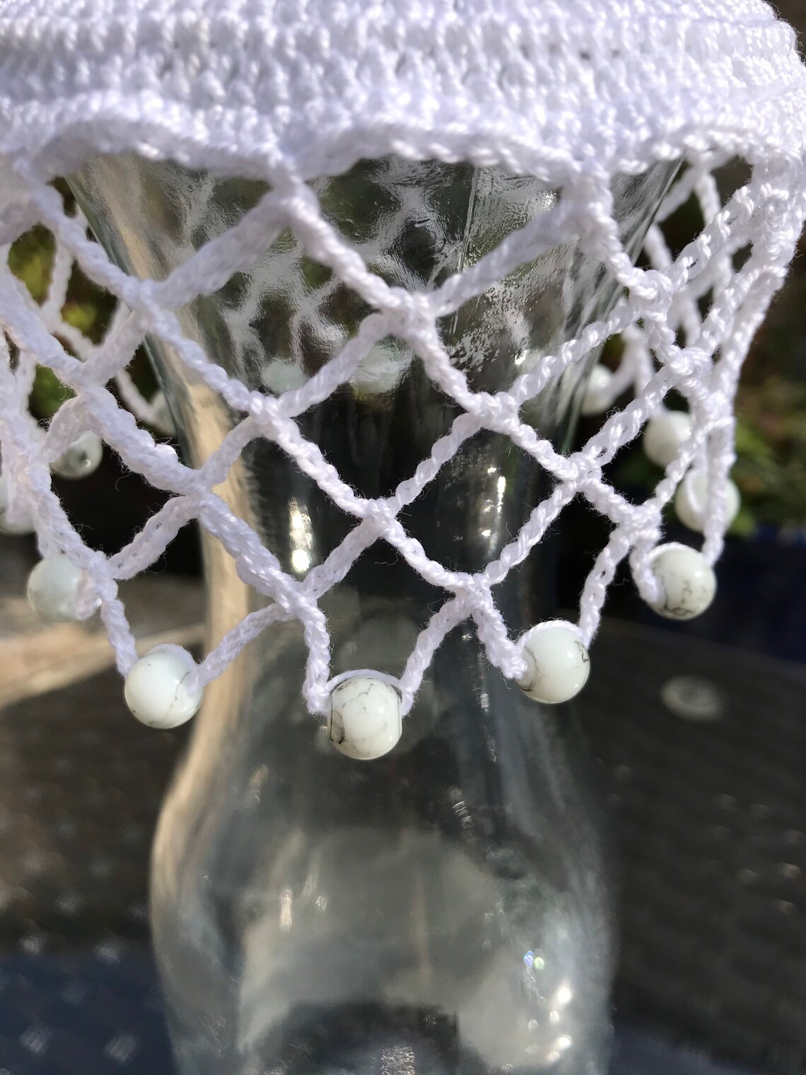 Wine Carafe/jug Cover/wine Glass Cover White Vintage Inspired, Beaded ...