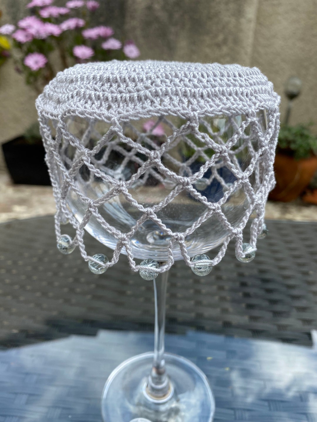 Vintage Inspired Beaded Wine Carafe/jug Cover/wine Glass Cover Silver ...