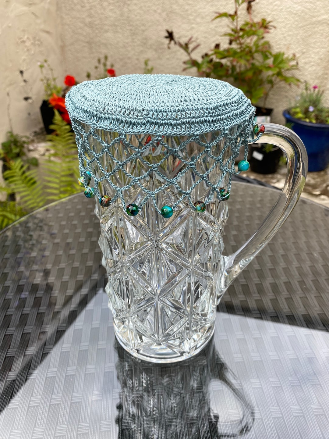 Jug Cover, Vintage Inspired Crochet, Beaded, Colour Patina Grey, NEW ...