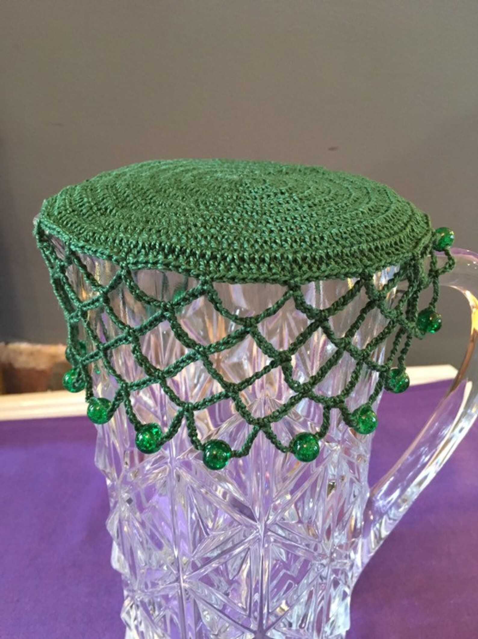 Vintage Inspired Beaded Jug Cover Deep Green | Etsy
