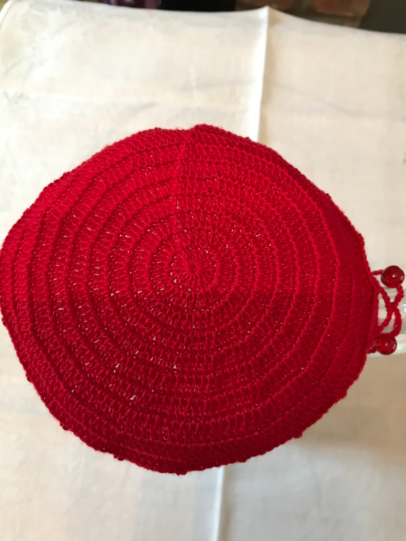 Vintage Inspired Crochet Beaded Jug Cover Colour Bright Red - Etsy