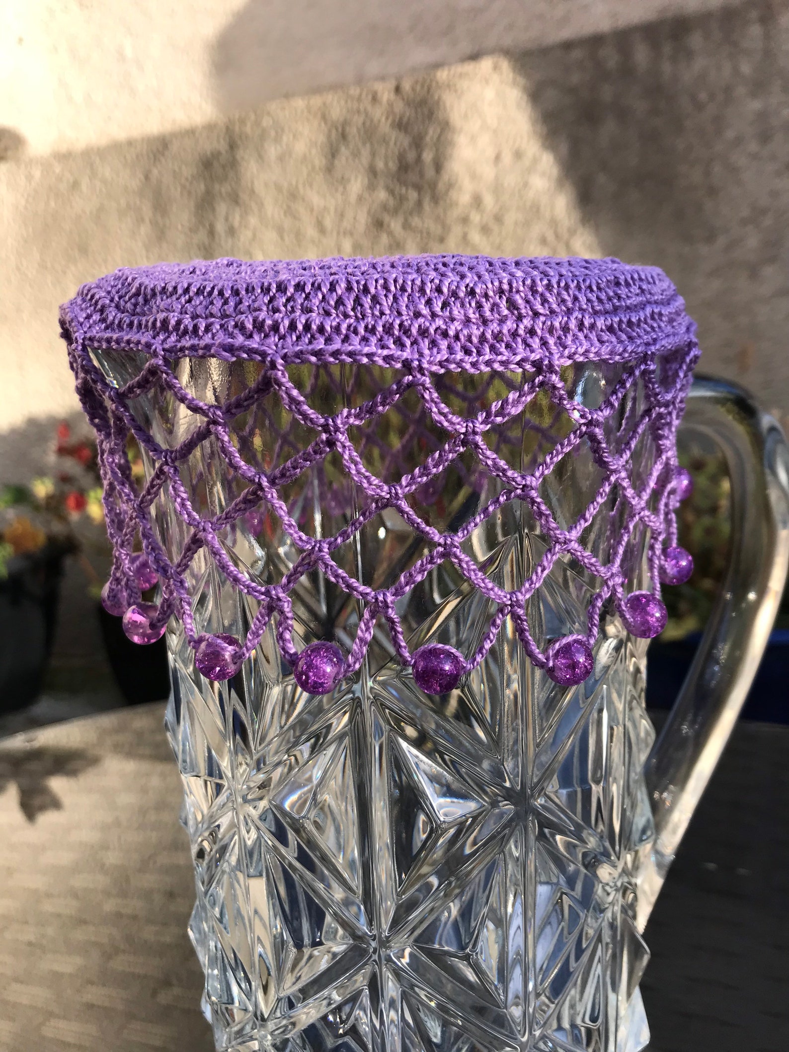 Vintage Inspired Crochet Beaded Jug Cover Colour Lavender | Etsy