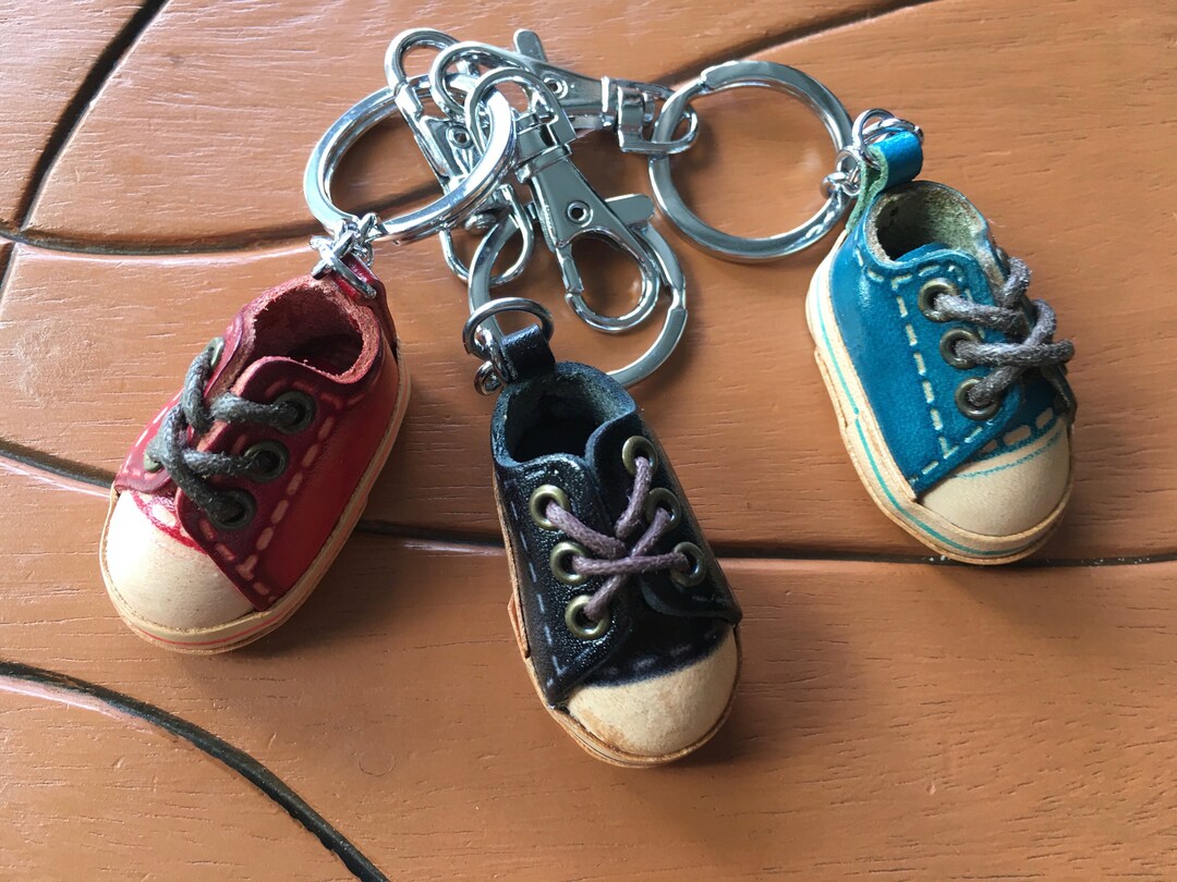 Genuine Leather Key Chain/ornament/bag Charm, a Cute Blue Sport Shoe ...