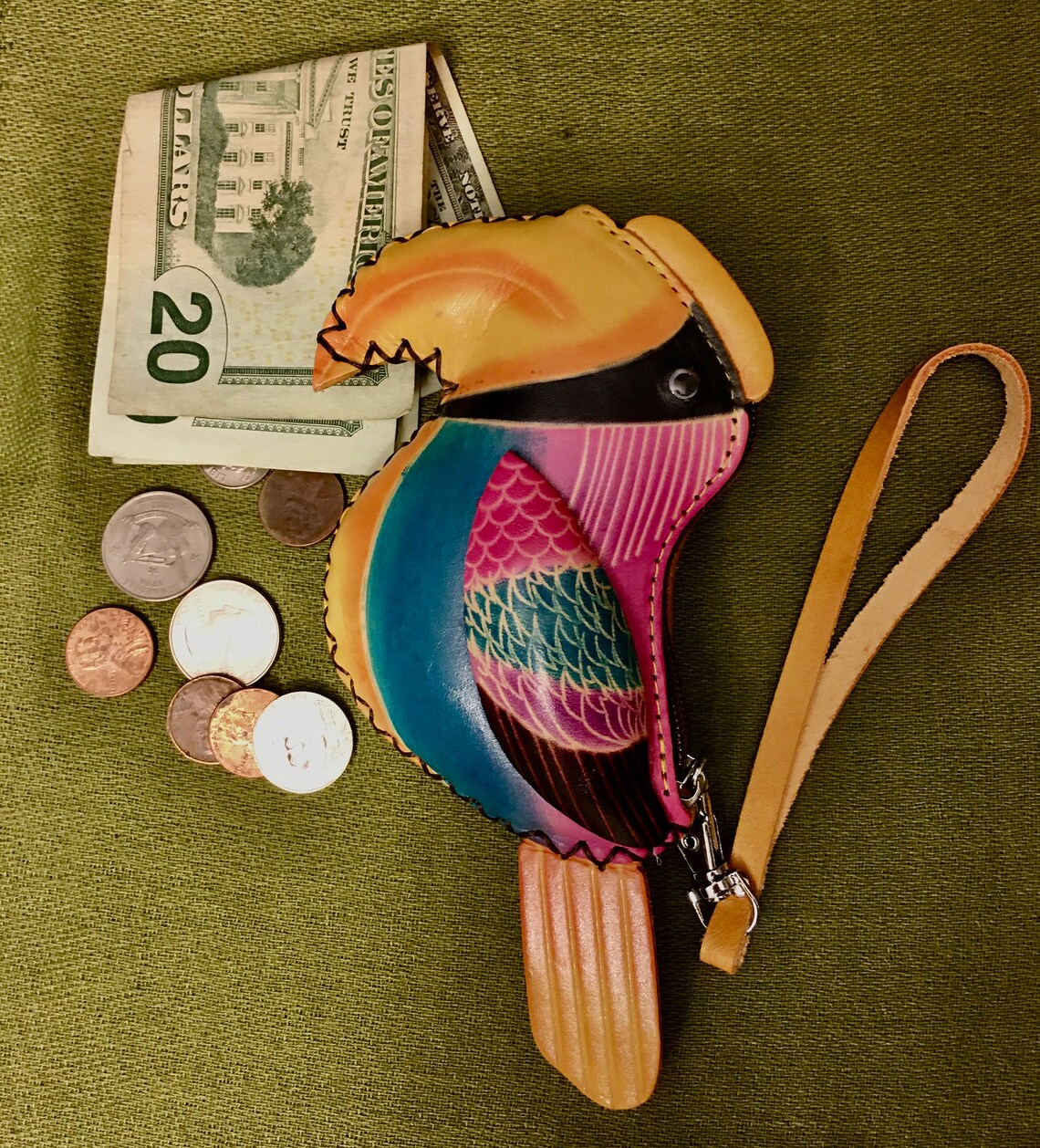 Genuine Leather Change Purse With Wristlet Strap Colorful - Etsy