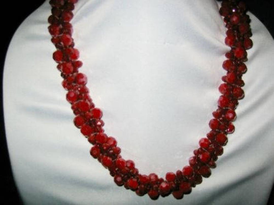 Vintage Clear and Opaque Ruby Red Cut Crystal Cluster Necklace - Etsy
